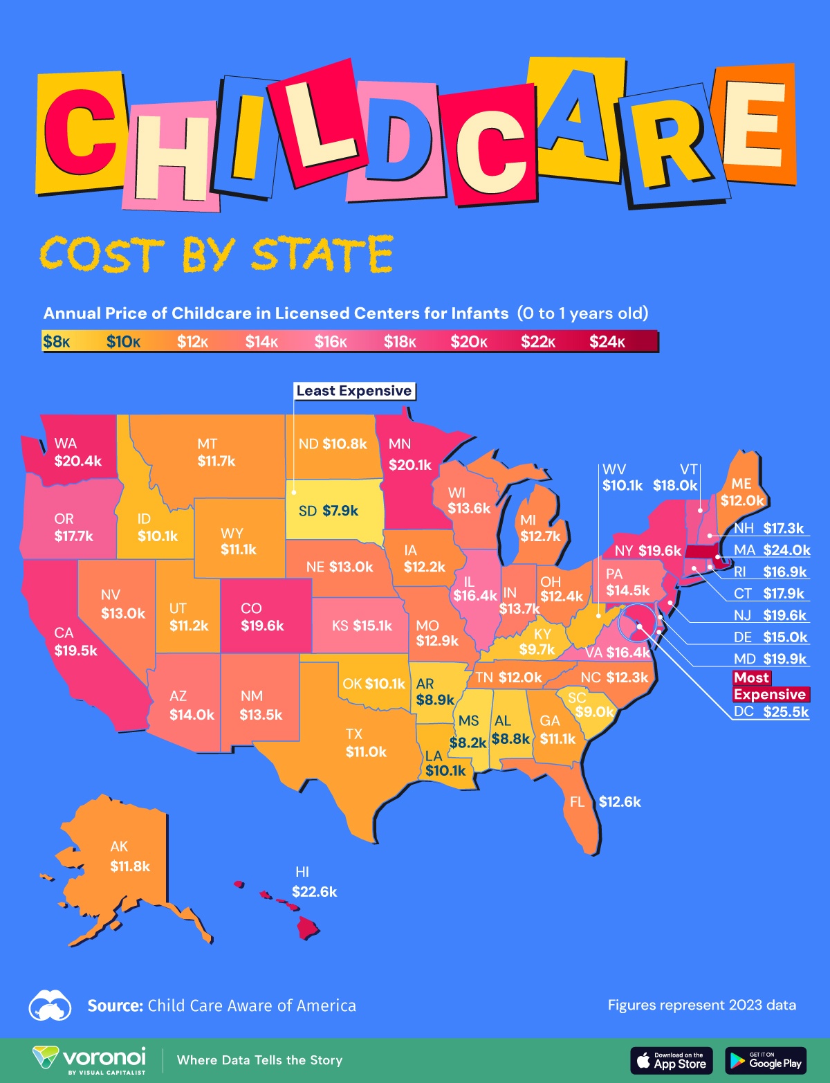 Mapped: Infant Child-Care Costs by U.S. State - Wings Learning Center